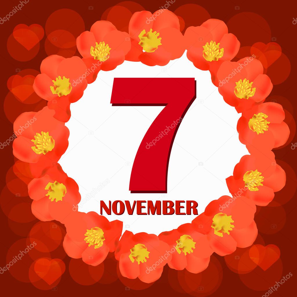 Icono del 7 de noviembre. Para planear un día importante. Banner para ...