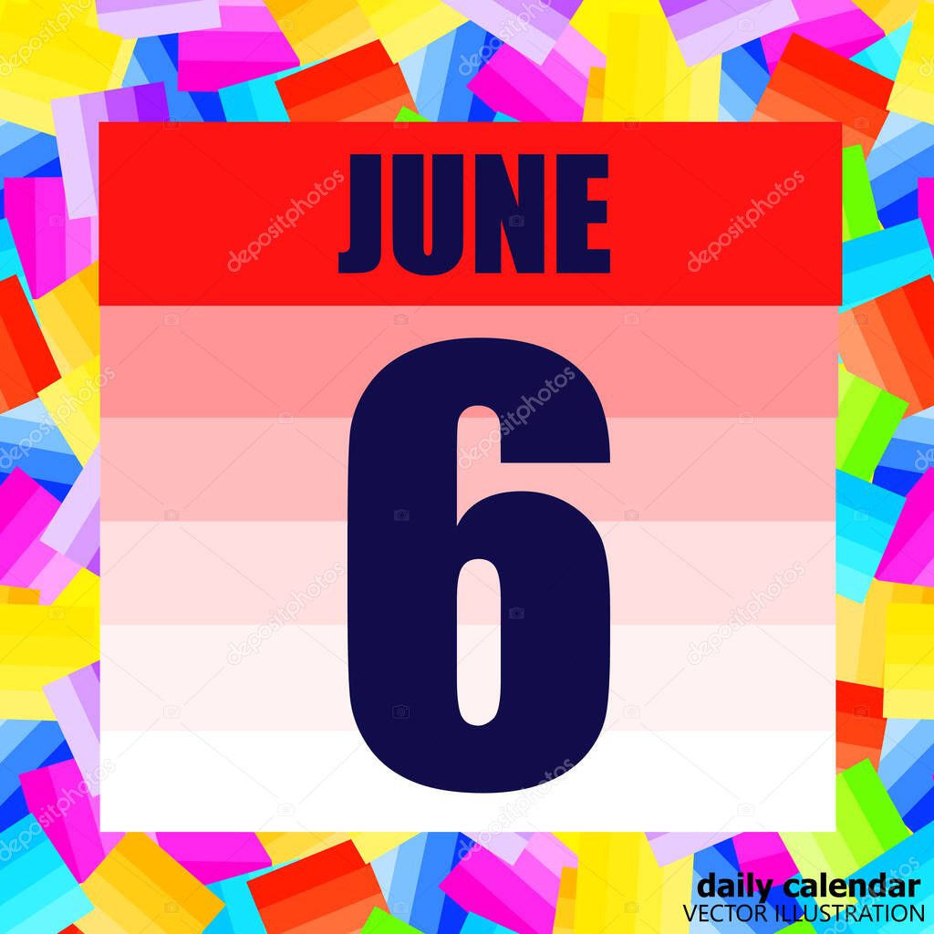 6 de junio icono. Para planear un día importante. Banner para ...