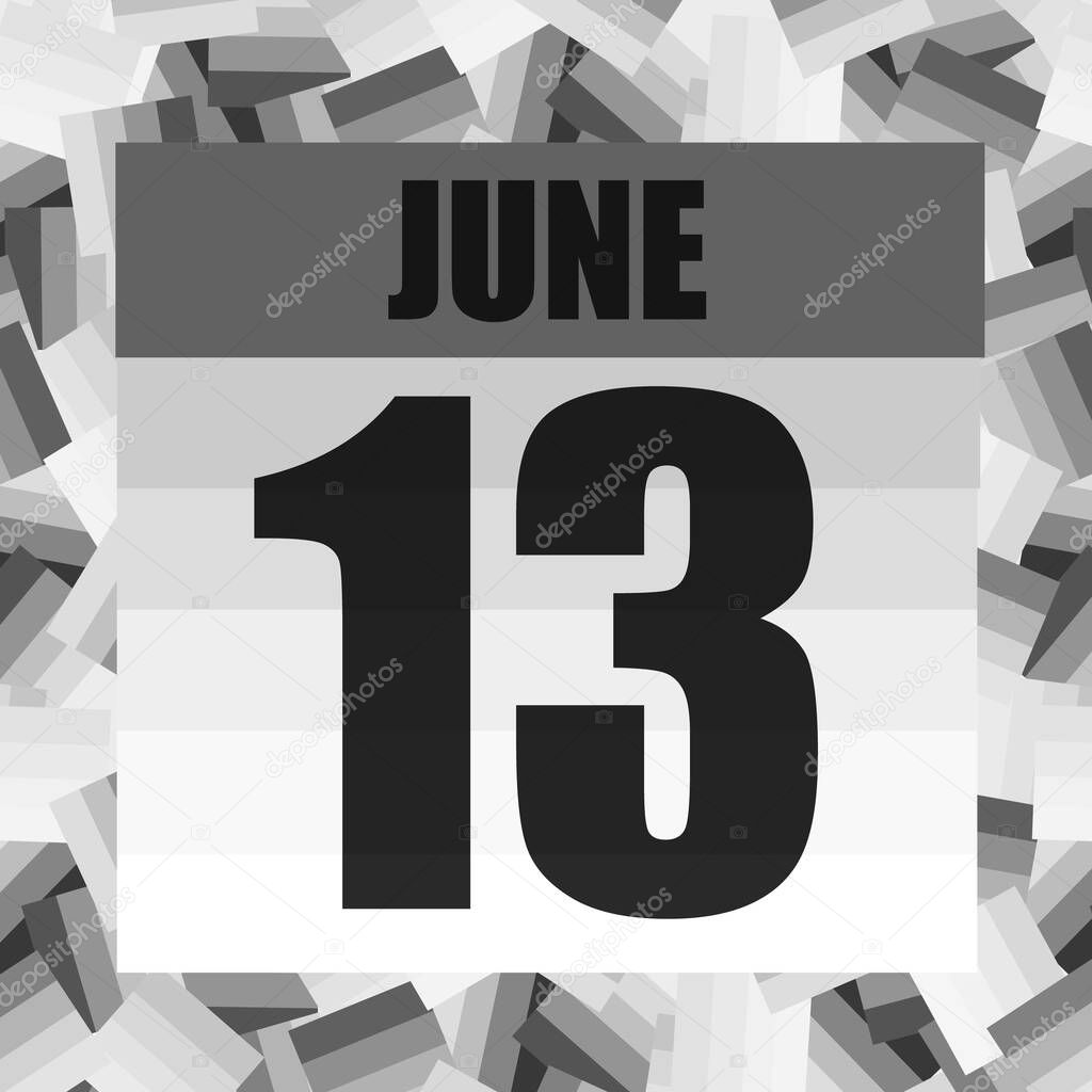 Icono del 13 de junio. Para planear un día importante. Trece de junio ...
