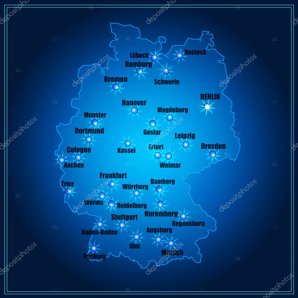 Mapa de Alemania. Ilustración brillante con el mapa colorido de ...