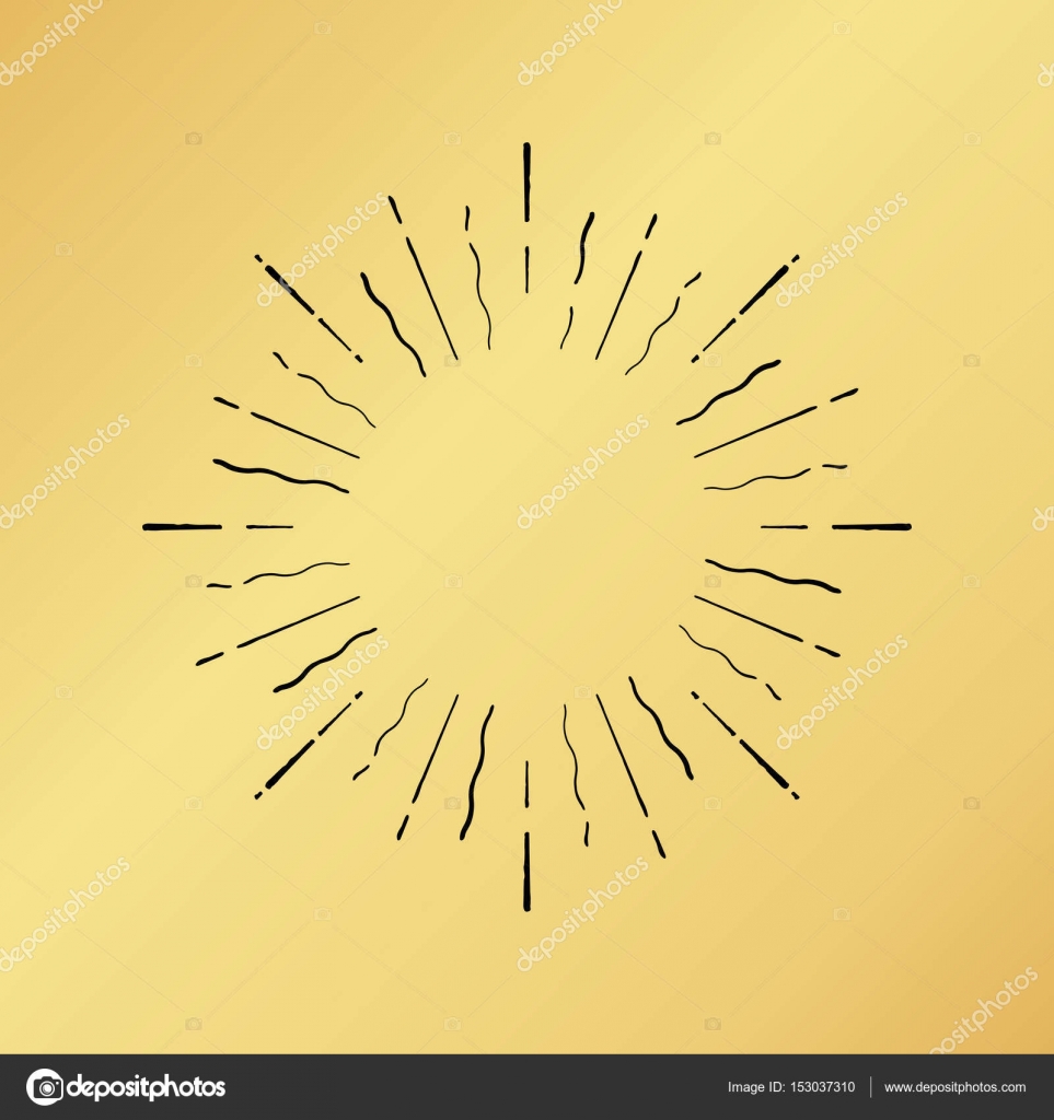 Sun burst vintage hand drawn hipster gold logo ray explode Stock Vector ...