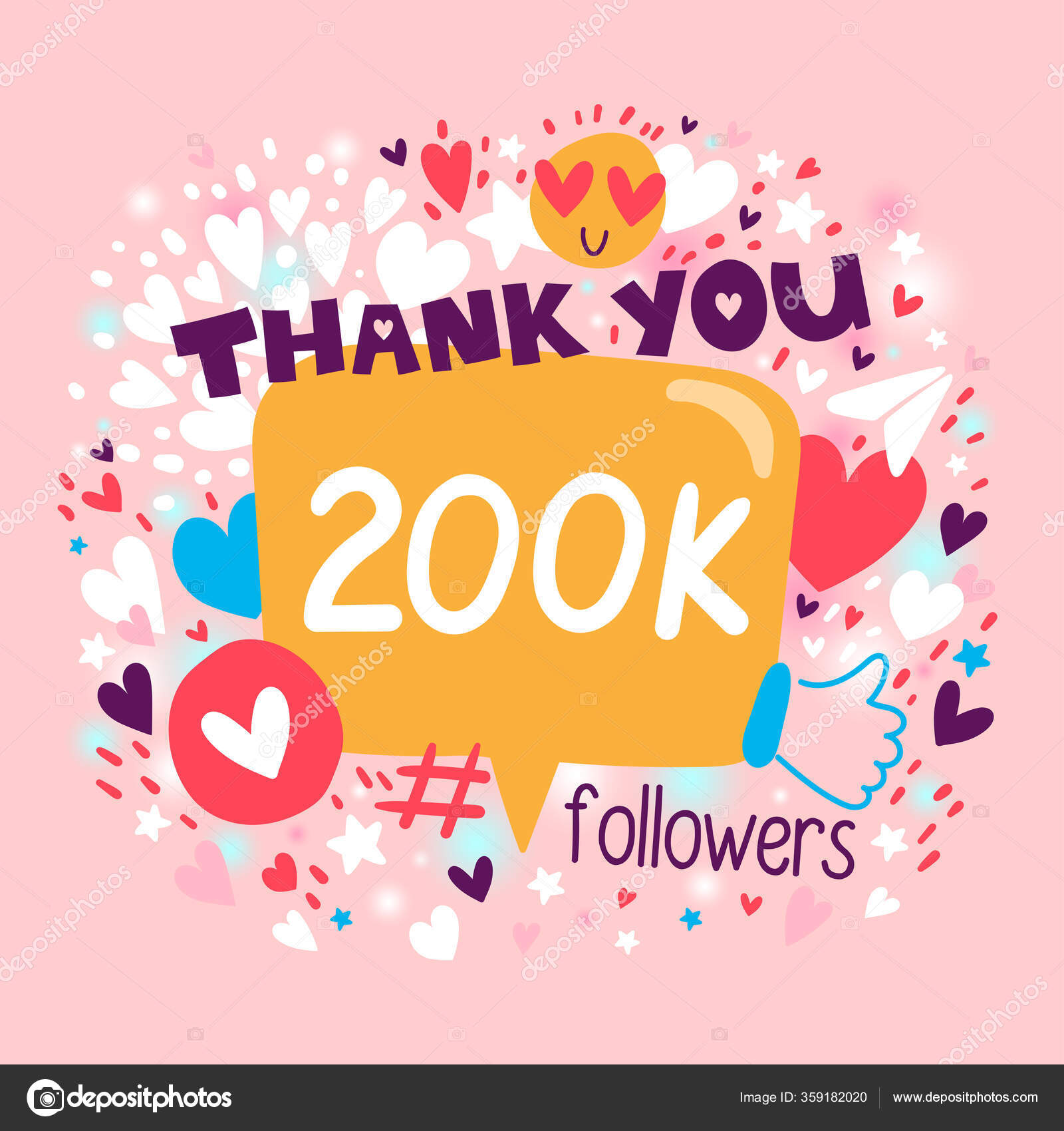 Thank You 200000 200K Followers Congratulation Card Blogger Celebrates ...