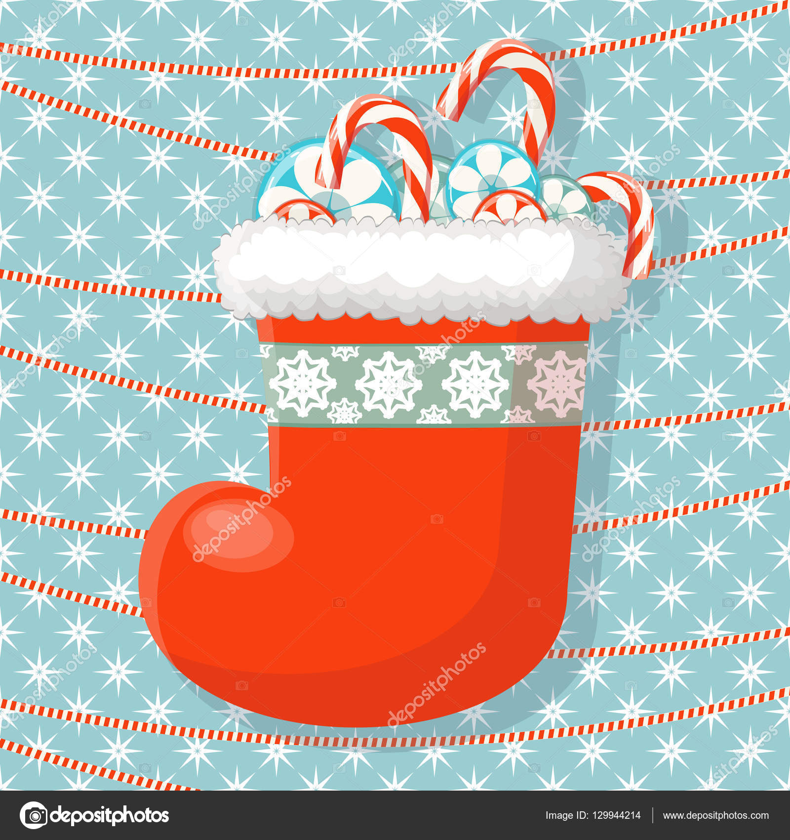 Red christmas sock full of candies and lollipops Stock Vector by ...