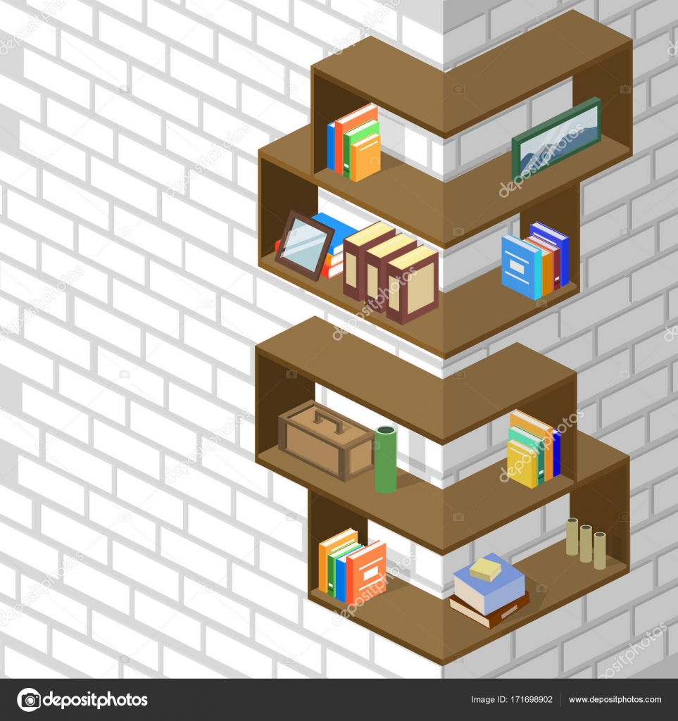 Isometric Bookshelf with books. — Stock Vector © Cathal_Shtadler #171698902