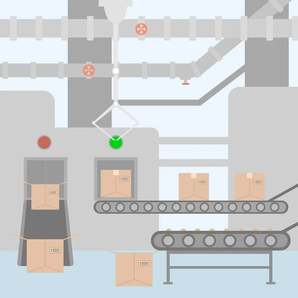 Automation Factory Robotic Arms Machine Conveyor Belt Flat Design ...