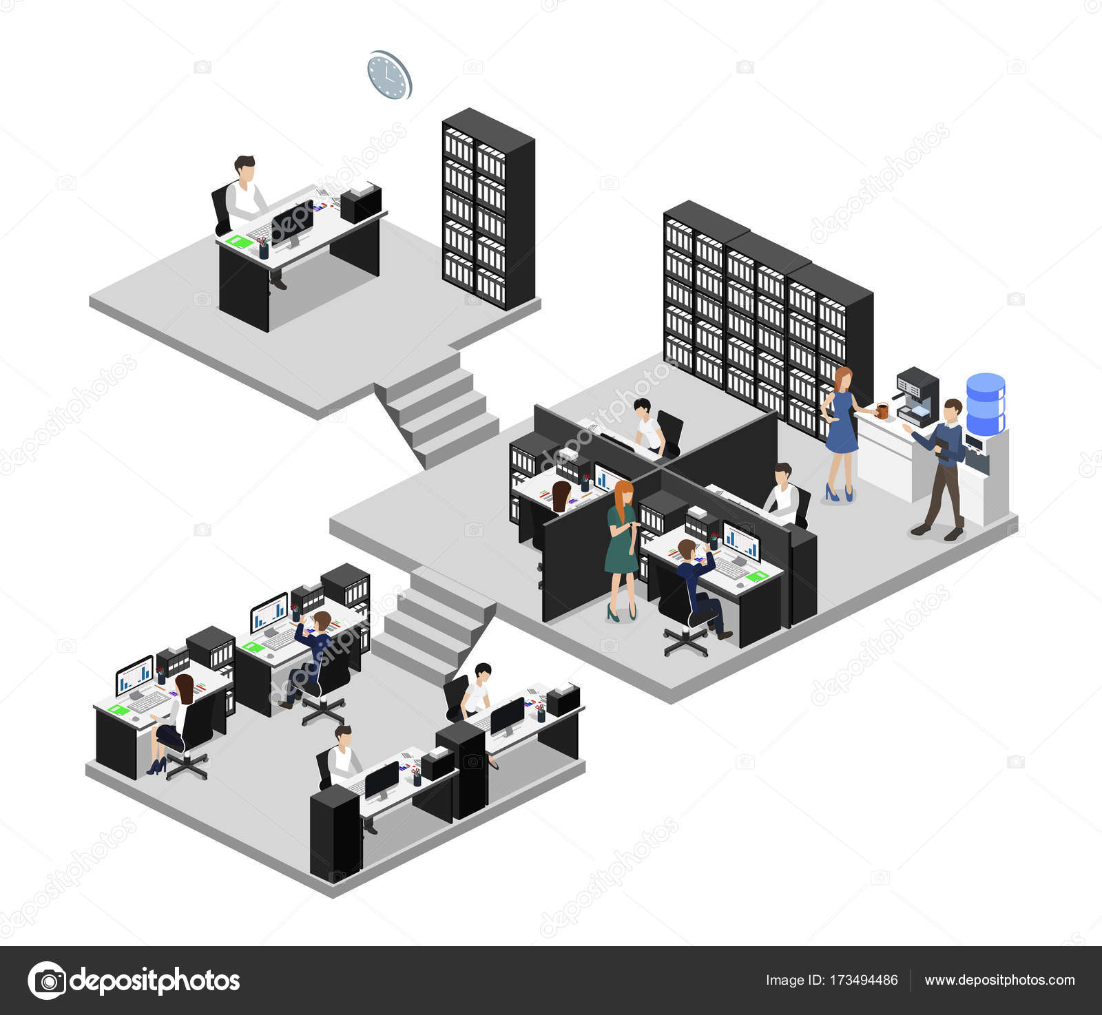 Office department with workplaces Stock Vector by ©Cathal_Shtadler ...