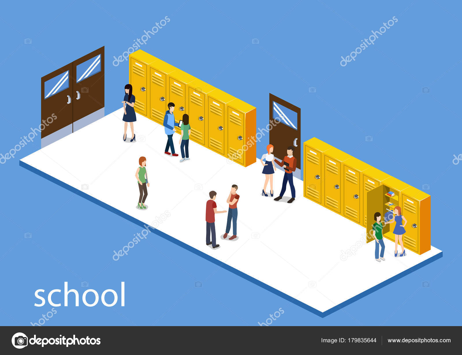 Students in the school corridor go to classes Stock Vector Image by ...