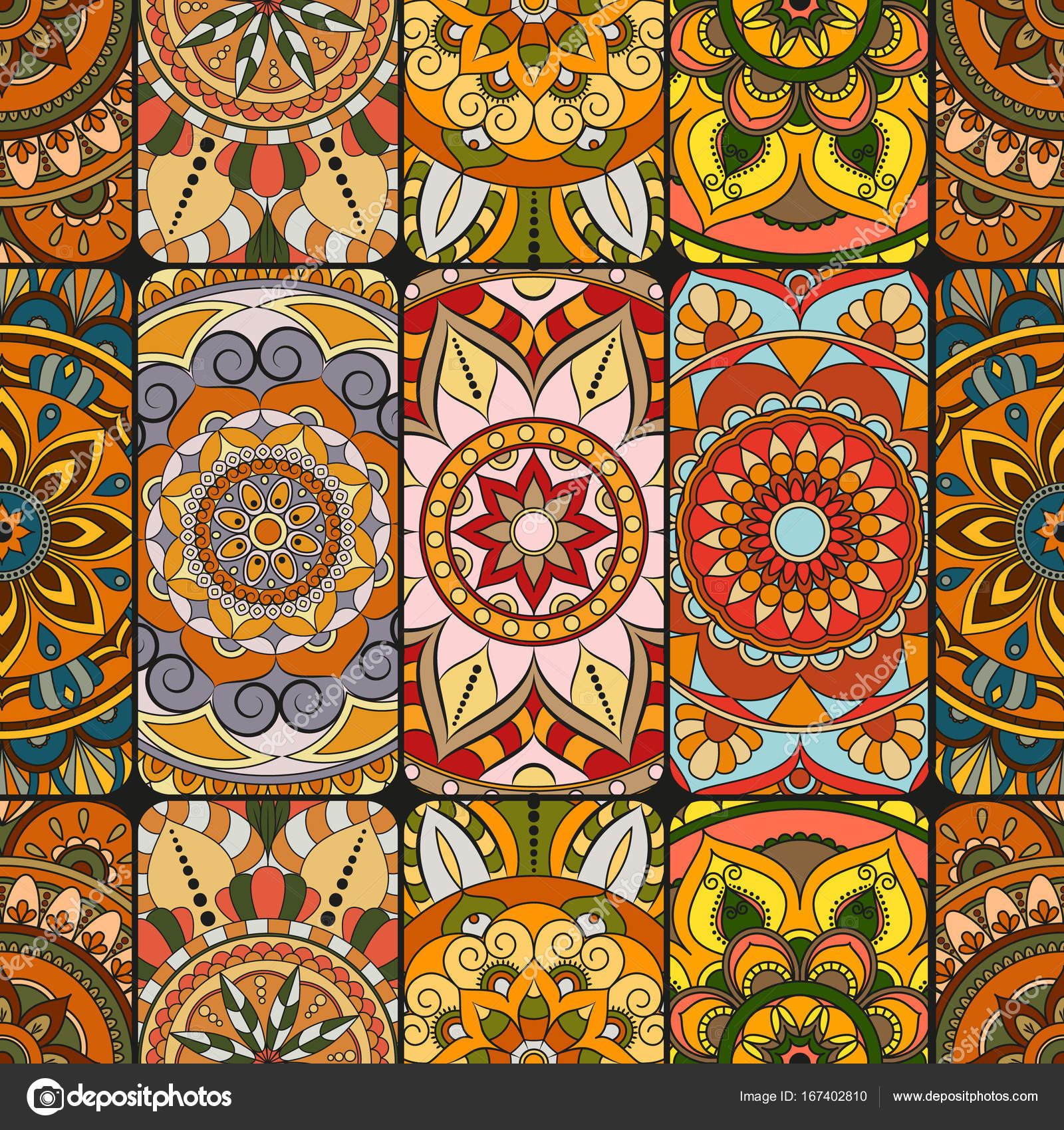 Seamless pattern tile with mandalas. Vintage decorative elements Stock ...