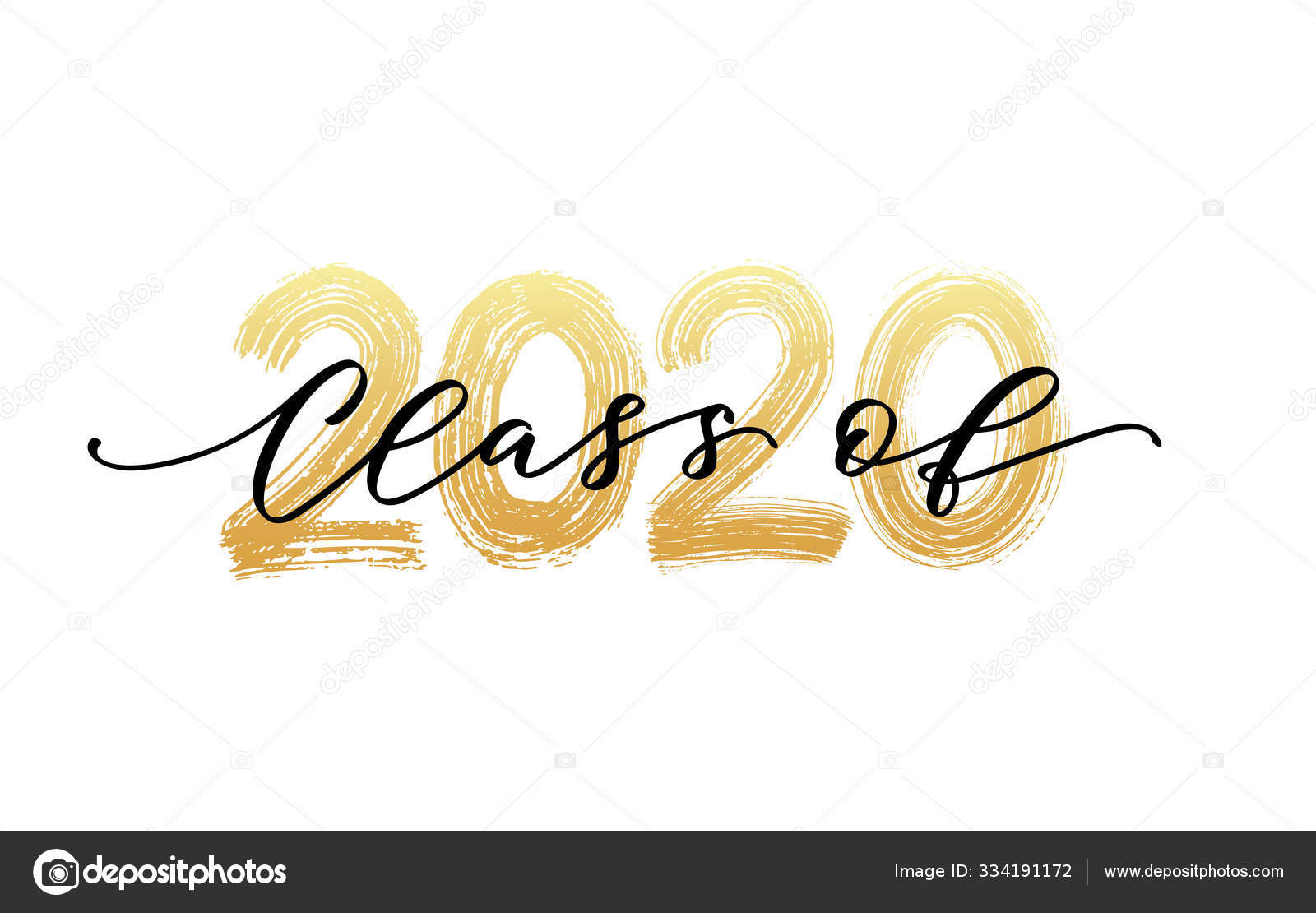 Kelas 2020. Kaligrafi modern. Logo tulisan sikat tangan digambar. Buku ...