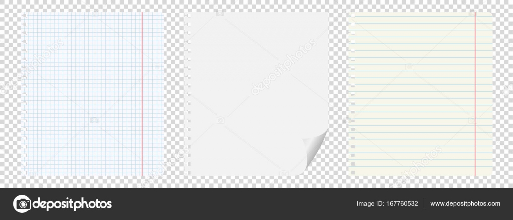 Set of three notebooks with holes from springs on a transparent ...