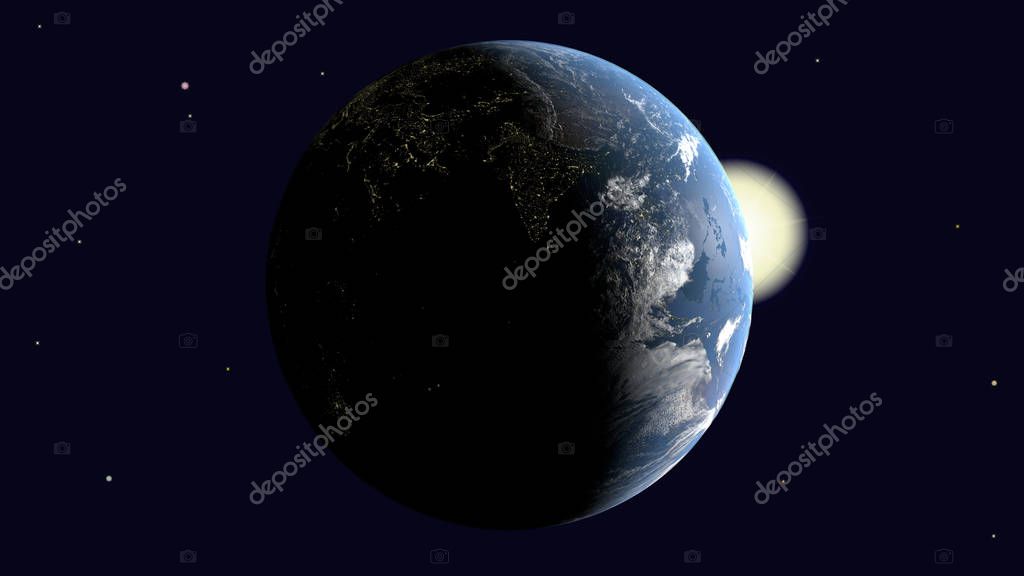 Son visibles la India y la Península Arábiga, África en la tierra ...