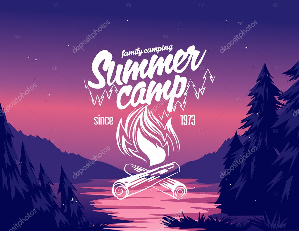 Summer camp typography — Stock Vector © cyanart #128450762