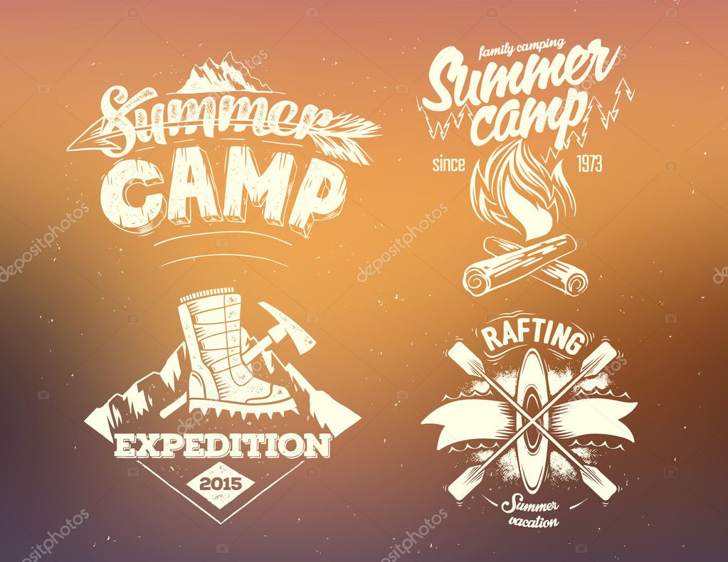 Set summer camp labels — Stock Vector © cyanart #128450900