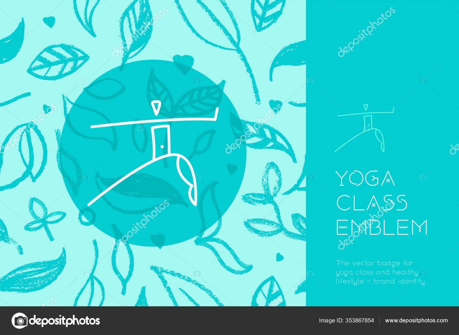 Vector Yoga Emblem Yoga School Banner Healthy Lifestyle Symbol Herb ...