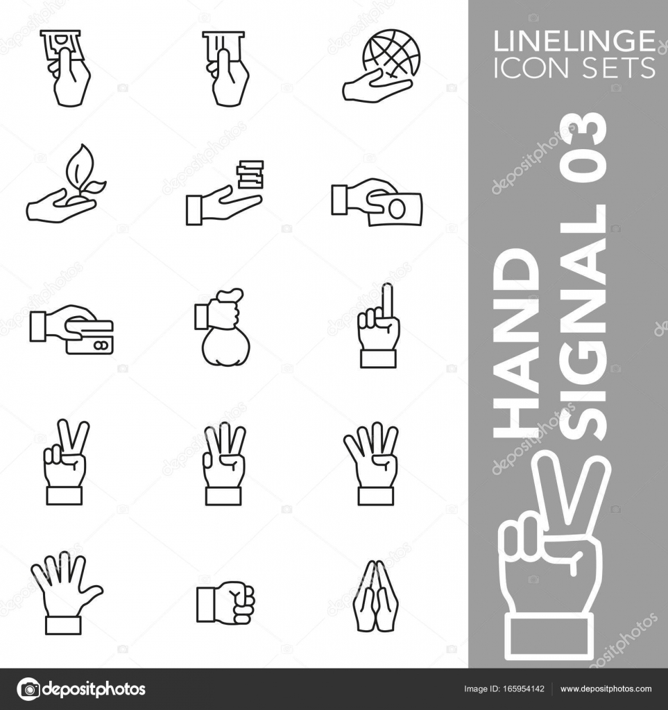 Premium stroke icon set of hand gesture, finger sign, and hand signals ...