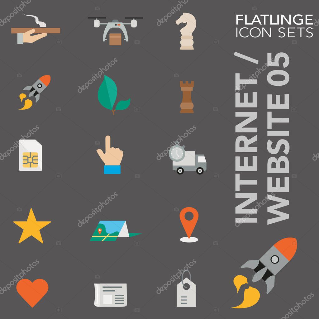 Iconos de alta calidad plana de colores de Internet y el sitio web ...