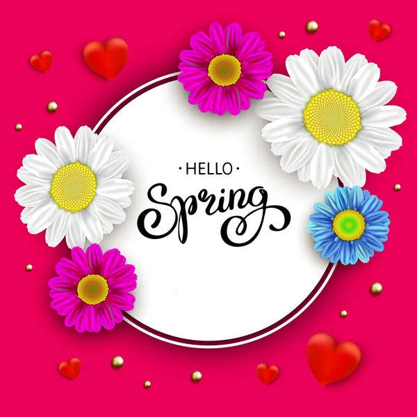 Daisy Flower Spring Hand Lettering Isolated White Vector Illustration ...