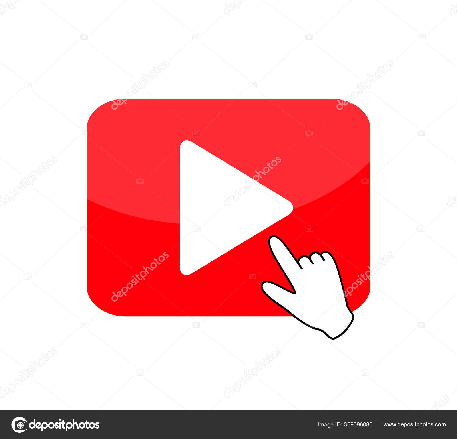 Red Button Video Player Hand Cursor Vector Illustration Stock Vector ...