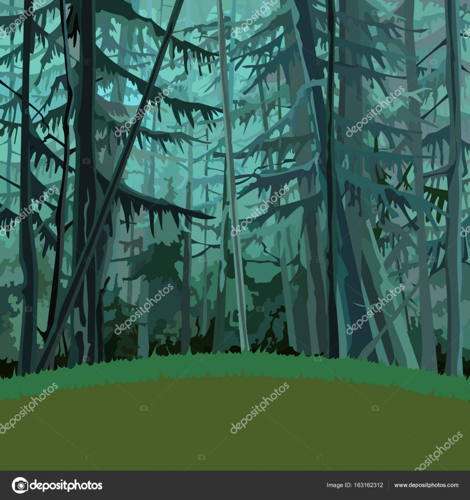 Dark Cartoon Forest Background