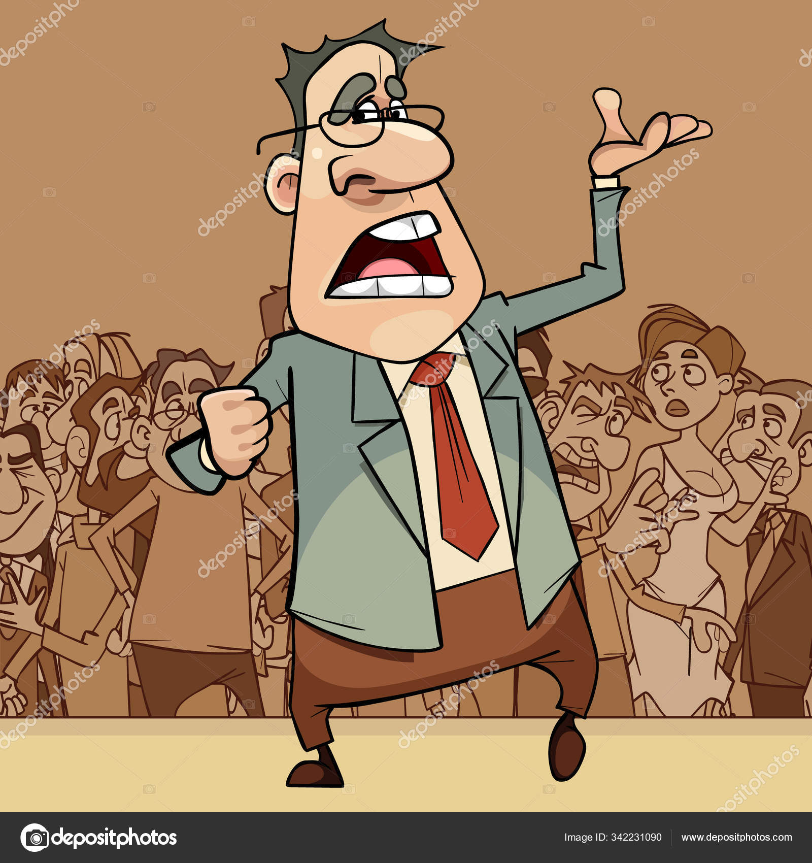 Cartoon Crowd Of People Angry