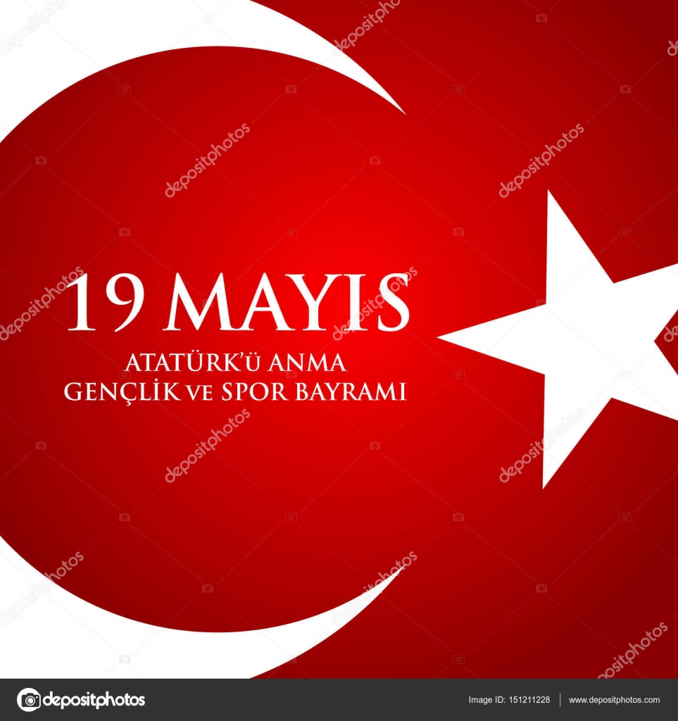 19 mayis Ataturk'u anma, 청소년 쉬게 bayrami 스포츠. 터키어 번역: 19 5 월 기념 아타튀르크 ...