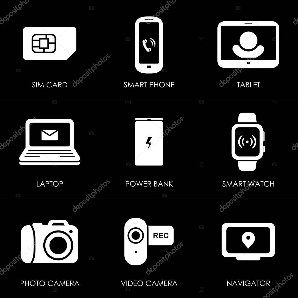 Mobile portable devices icon set symbol flat style vector illust ...