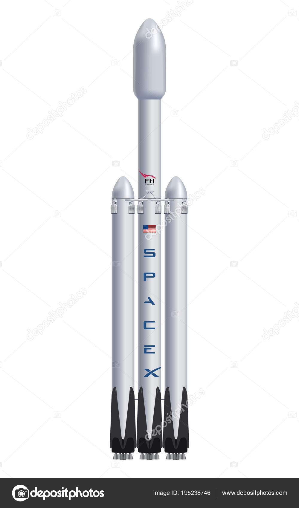 May 07, 2018: Illustration of the Falcon Heavy rocket, produced by ...