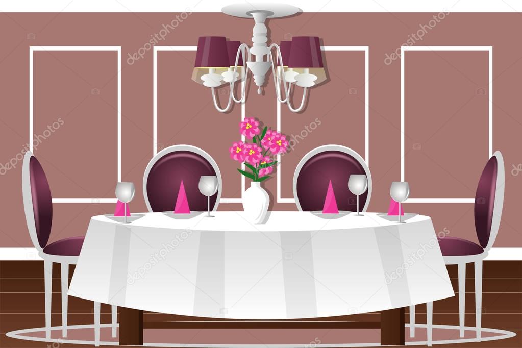 Mesa De Comedor De Dibujos Animados Con Comida