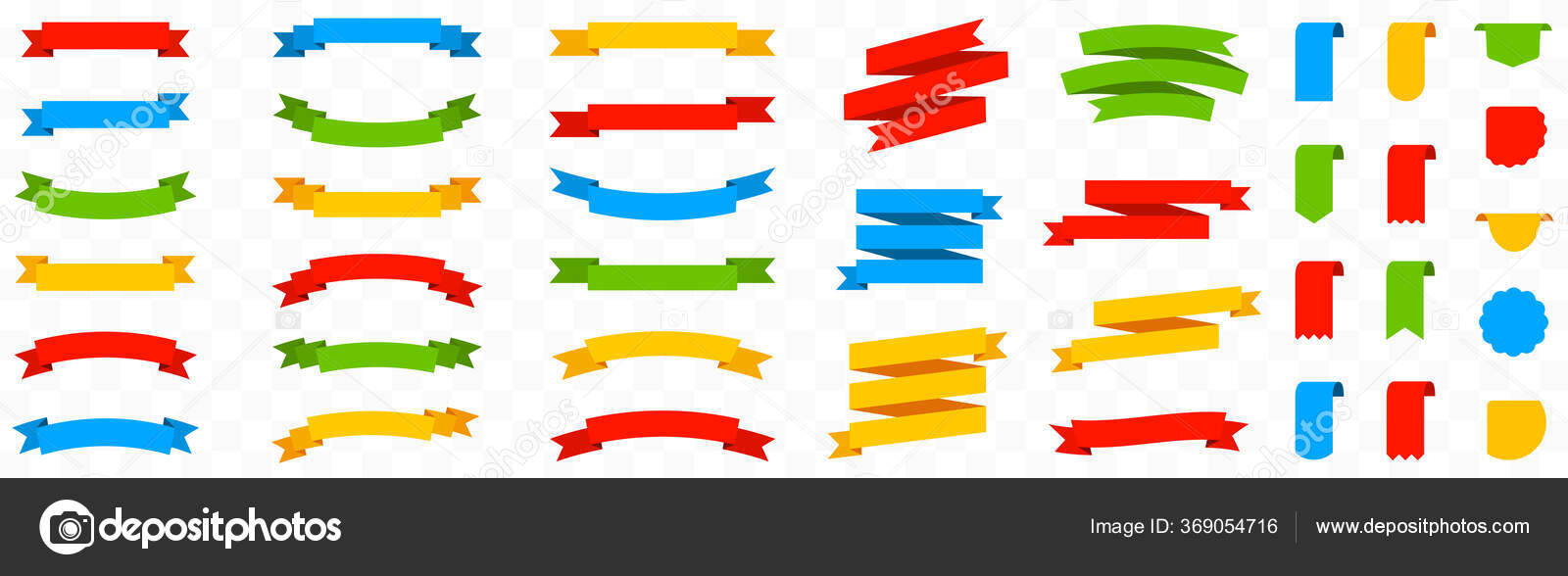 Big Colorful Set Ribbon Banners Isolated Background Ribbon Elements ...