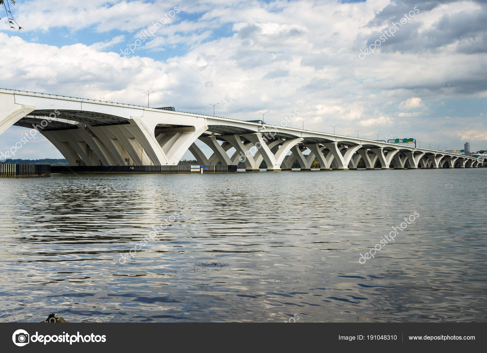 Modern Road Bridge Potomac River Alexandria Fall Day Stock Photo by ...