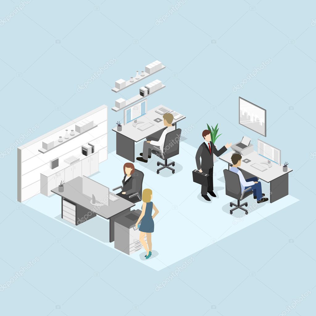 Office Interior Isometric Elements 481532 Vector Art At
