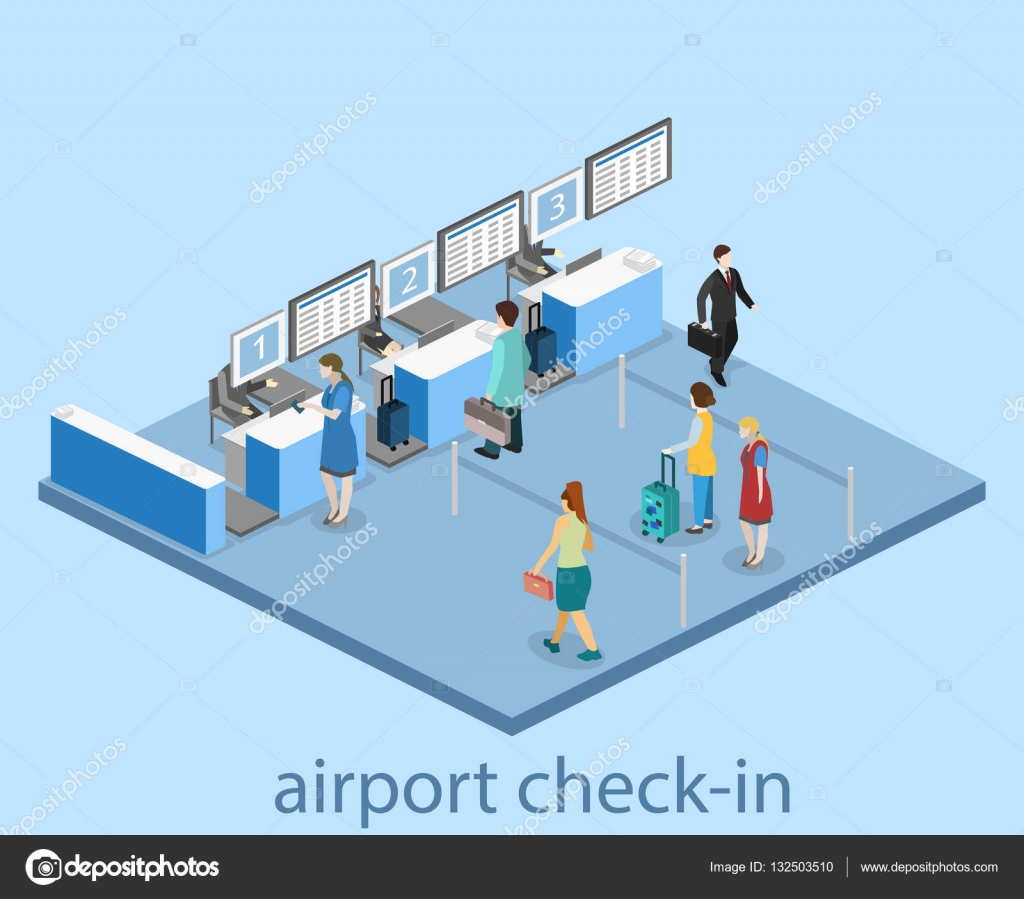 Interior of airport check-in. Stock Vector Image by ©reenya #132503510