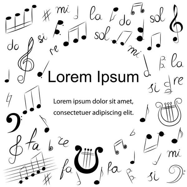 Hand Drawn Music Symbols. Doodle Drawings of Treble Clef, Bass Clef ...