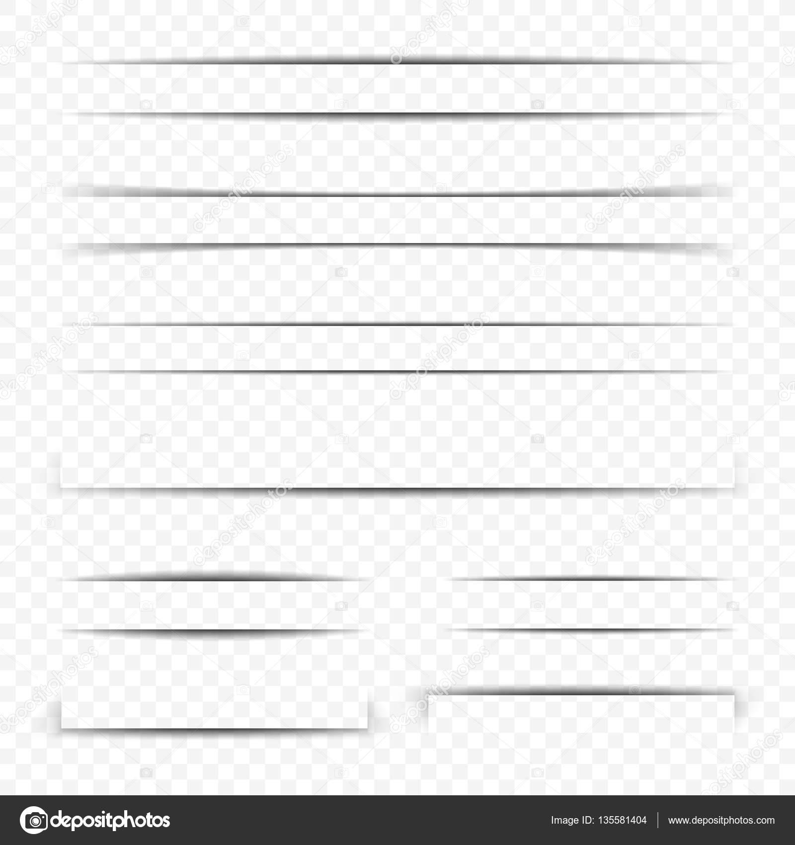 Page divider. Transparent realistic paper shadow effect set. Web banner ...