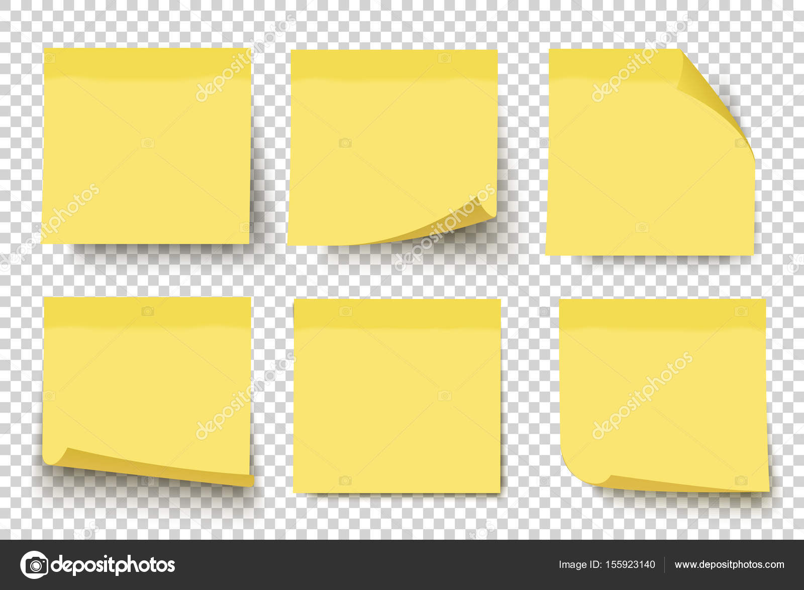 Yellow Sticky Notes Vector Illustration Isolated White Background ...