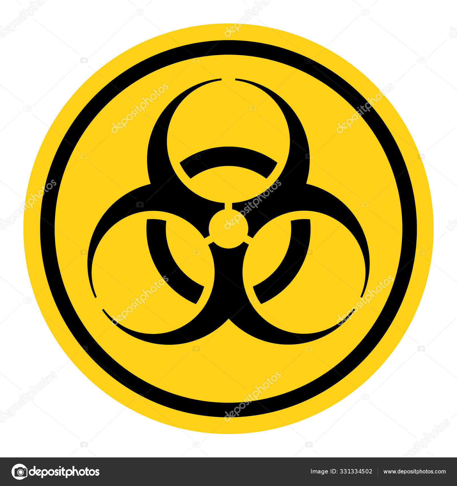 Danger Warning Circle Yellow Sign Bio Hazard Vector Icon Isolated Stock ...