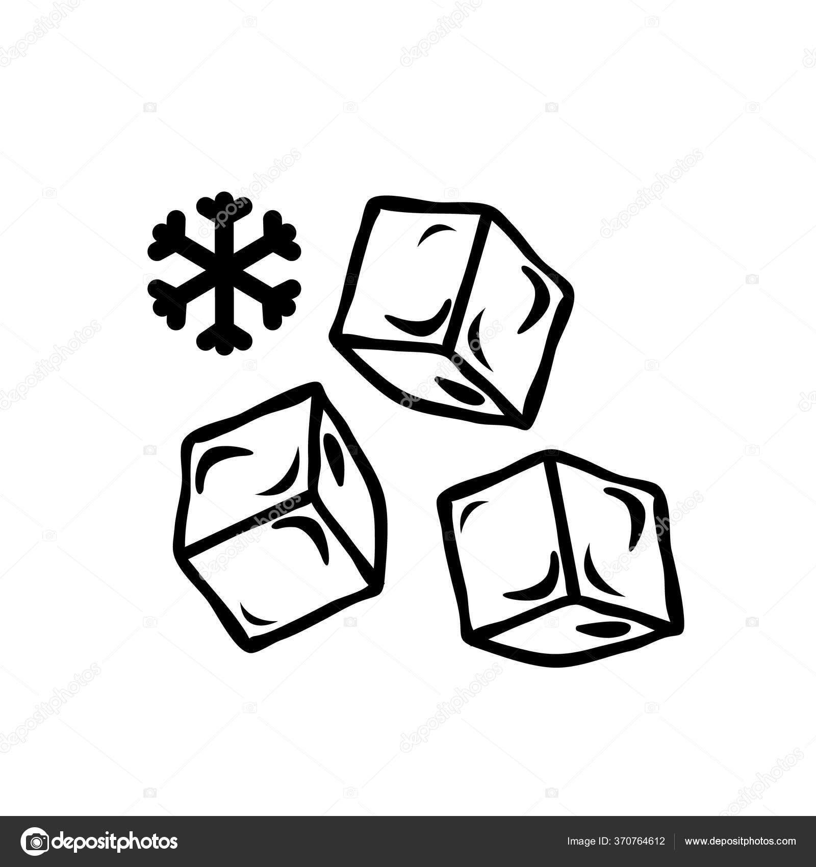 Three Ice Cubes Vector Icon White Background Stock Illustration Stock