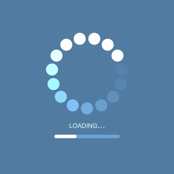 Load bar for mobile apps, web preloader on blue background. Yellow radial load, update or ...