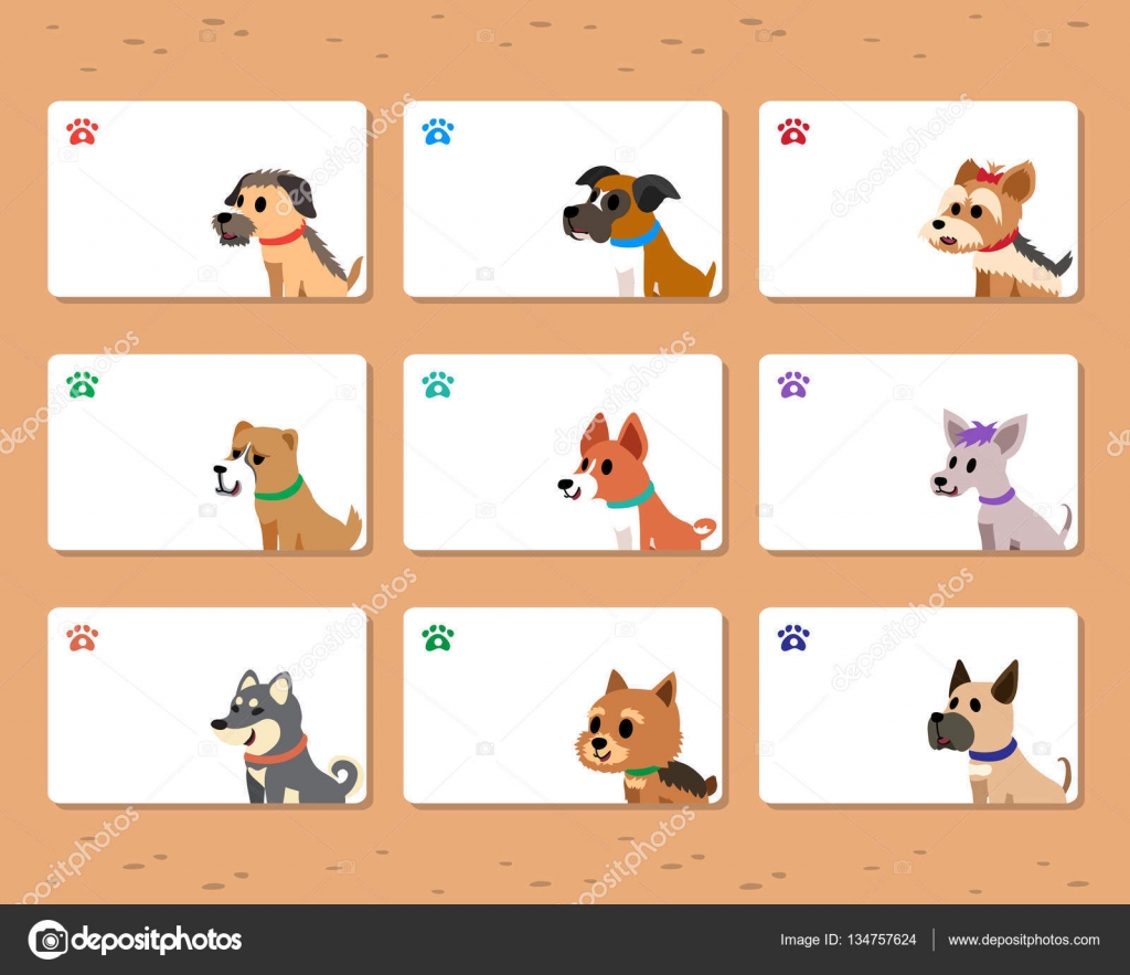 Image vectorielle Ensemble de modèles de cartes de chiens vectoriels ...