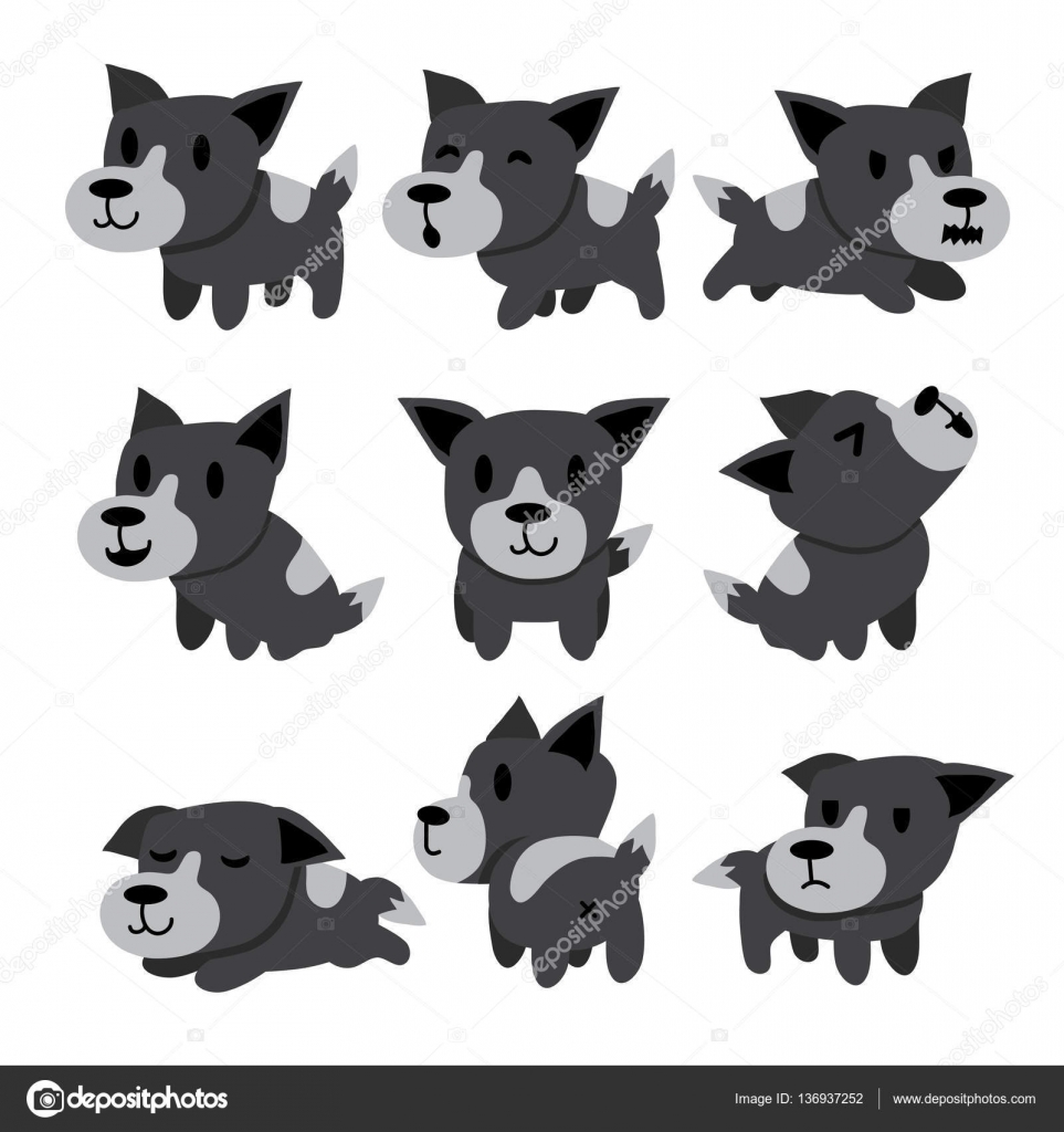 Cartoon character gray dog poses Stock Vector Image by ©Jaaak #136937252