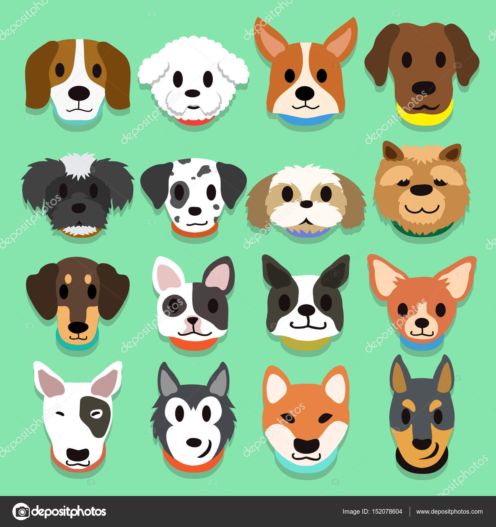 Conjunto de perros de dibujos animados Vector de stock #152078604 de ©Jaaak