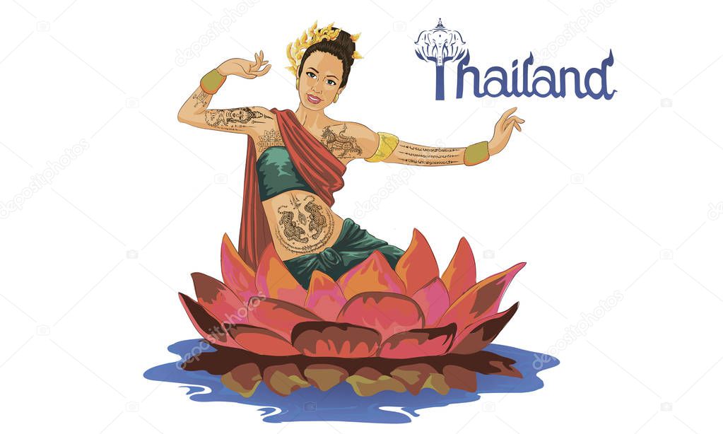 Thai dancer drawing | Vector art drawing of Thailand Dancing art, Thai ...