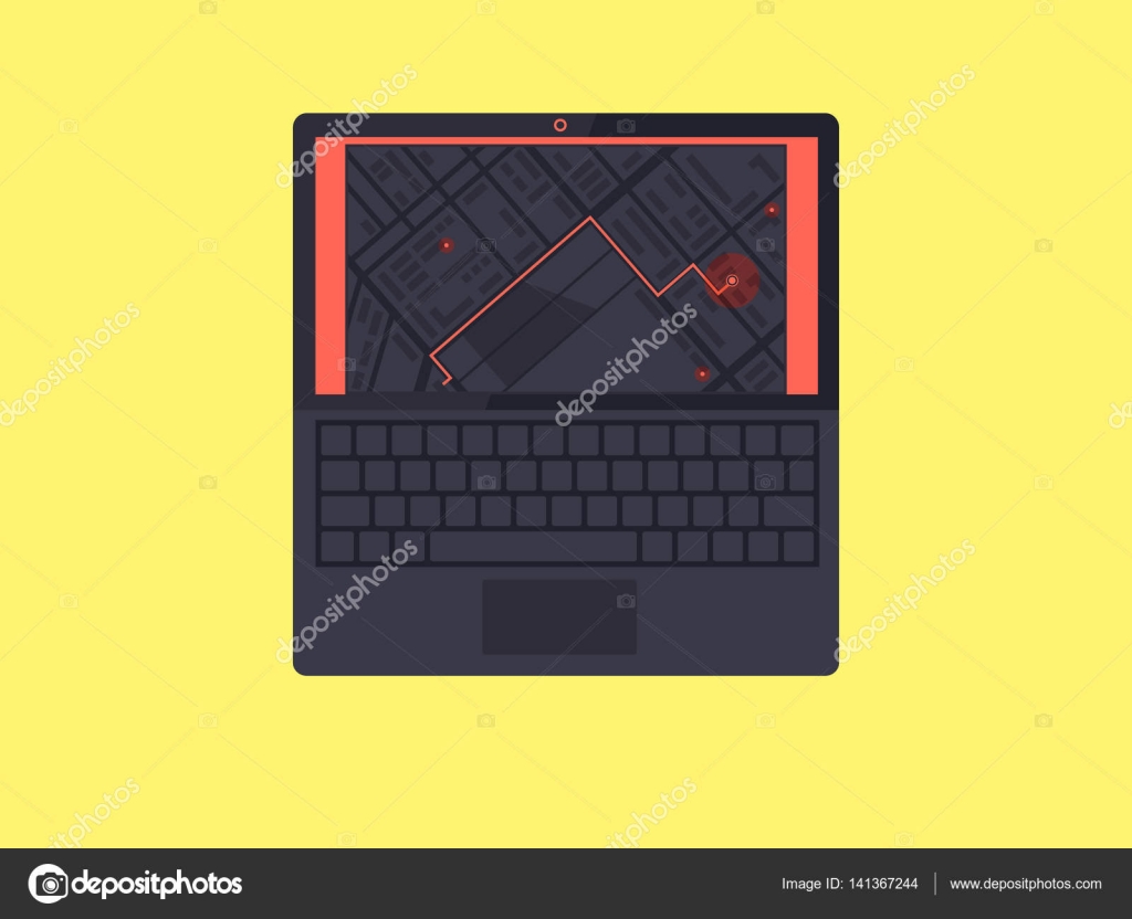 Laptop with GPS navigation map on screen Stock Vector Image by ...