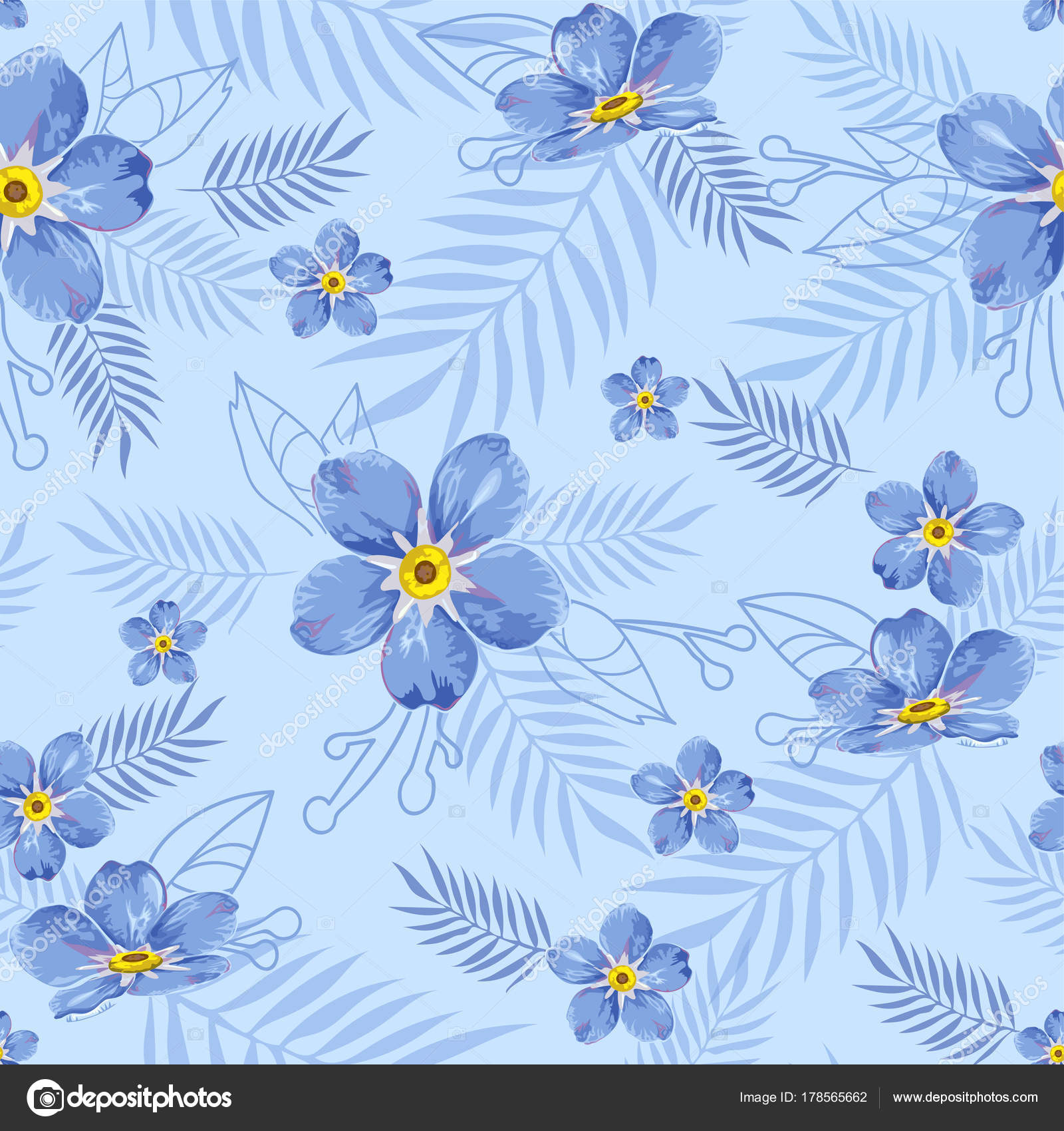 Blue flowers themed Repeating Pattern. Stock Vector Image by ...