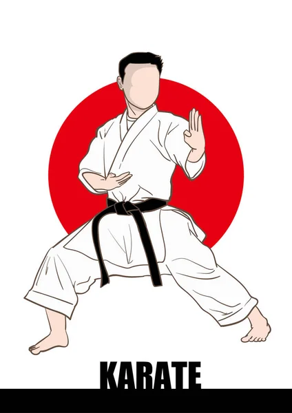 Karate Male Side Kick Stance Isolated White Background Stock Vector ...