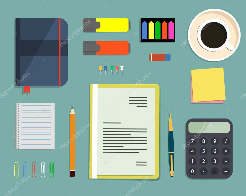 Top view of a desk background Stock Vector Image by ©Irynaalex #127698030