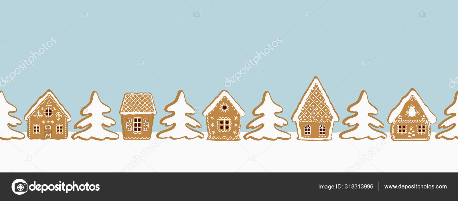 Christmas Background Gingerbread Village Seamless Border Gingerbread ...