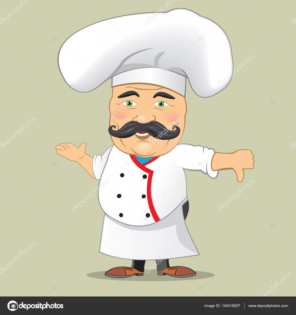 Vector Chef Cocinero Servir Alimentos Realista Caricatura Diseño de ...