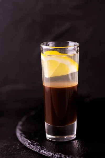 Alcoholic cocktail silver bullet with gin, coffee liqueur and le Stock ...