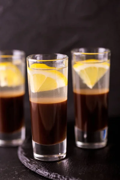 Alcoholic cocktail silver bullet with gin, coffee liqueur and le Stock ...